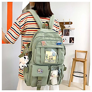 Kawaii Backpack With cute plush pendant and Kawaii pins,Aesthetic Backpack Cute Kawaii Backpack for School