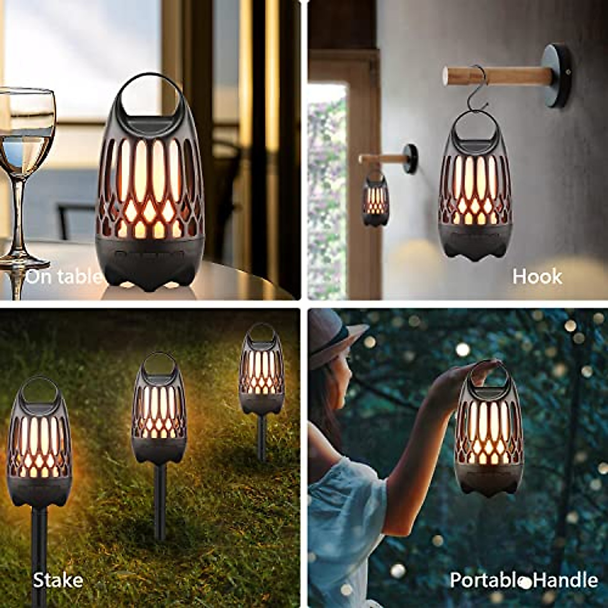 Viiwuu Portable Bluetooth Speakers with LED Flame Light - LED Table Lamp Speaker for Outdoor Atmosphere, Patio, Yard, Party Decor, Gift for Women and Men, Bluetooth 5.0 HD Audio Stereo Speaker