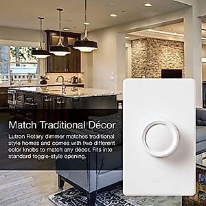 Lutron Rotary Dimmer for Incandescent Bulbs, 600-Watt Single-Pole Preset, D-600P-WH, White