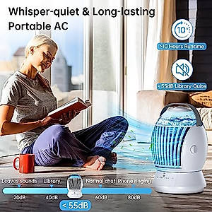 Portable Air Conditioners Fan, 3 Speeds Evaporative Air Cooler with remote, Multi-angle Adjustable Wind, Lightweight, Quiet, Personal Mini Cooling Fan for Room Bedroom Office Tent Caravan (CF008)