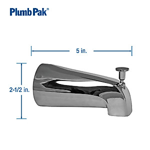 Plumb Pak Universal Fit Bathtub Spout with Diverter, Polished Chrome