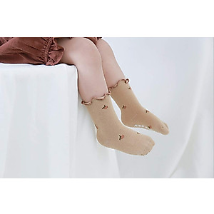 FYLuoke Baby Girls Ruffle Socks Toddler Ankle Floral Casual Socks Infant Non-Slid Dress Socks(5 Colors,1-3T)