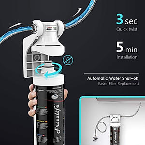 Frizzlife Under Sink Water Filter System-NSF/ANSI 53&42 Certified High Capacity Direct Connect Under Counter Drinking Water Filtration System-0.5 Micron Reduces Lead, Chlorine, Bad Taste & Odor