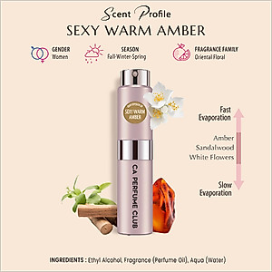 CA Perfume Impression of Sexy Warm Amber For Women Replica Version Eau de Parfum Spray Refillable Atomizer Bottle 0.27 Fl Oz/ 8ml