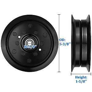 UP2WIN Flat Idler Pulley Compatible with Craftsman Husq Ariens Sears Poulan Riding Lawn Mower Tractor with 42" 46" 48" 54” Deck, Replace 197379, 196106