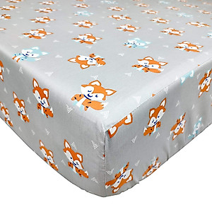 Brandream Woodland Crib Bedding Sets for Boys Girls Fox Arrow Baby Nursery Bedding, Unisex, 3 Pieces(Blanket + Crib Sheet + Crib Bed Skirt), 100% Breathable Cotton