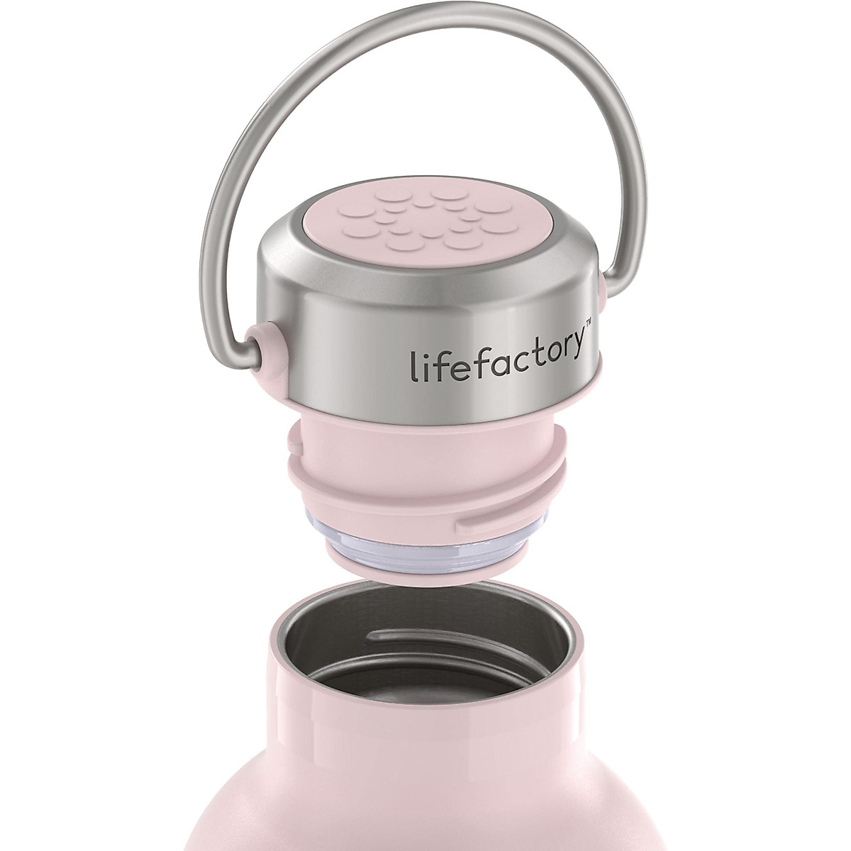 LIfeFactory Stainless Steel Vacuum-Insulated Sport Bottle, 24 Ounce, Desert Rose