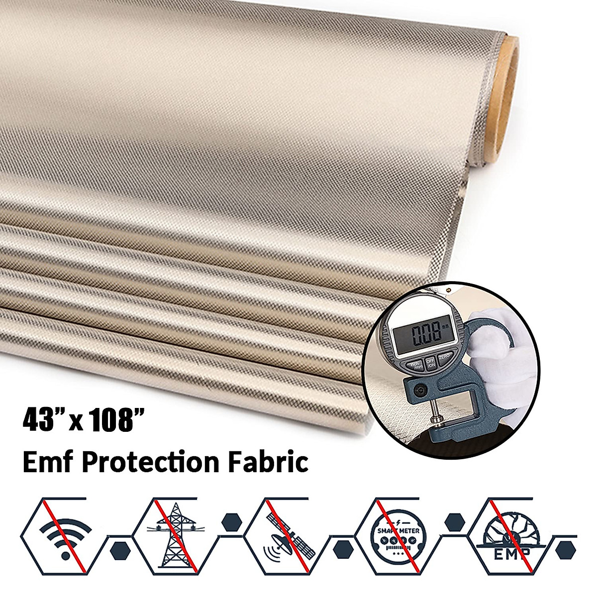 Faraday Fabric-EMI RFID Shielding-Block WiFi/RF Anti-Radiation Military Grade and Radiation Protection Nickel Copper Fabric, RFID Blocking Material 36"x44" inch