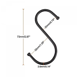 uxcell S Hooks 2.87inches Stainless Steel Hanger for Hanging Kitchenware, Bathroom Supplies, Apparel, Black 4Pack