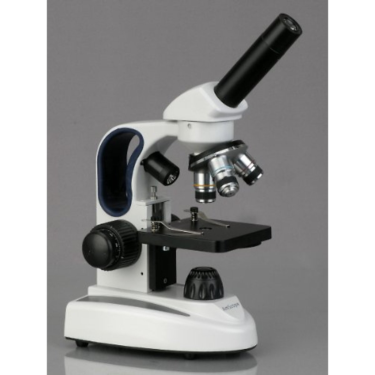 AmScope M158B-2L Cordless Compound Monocular Microscope, WF10x and WF20x Eyepieces, 40x-800x Magnification, Upper and Lower LED Illumination with Rheostat, Brightfield, Single-Lens Condenser, Coaxial Coarse and Fine Focus, Plain Stage, 110V or Battery-Pow