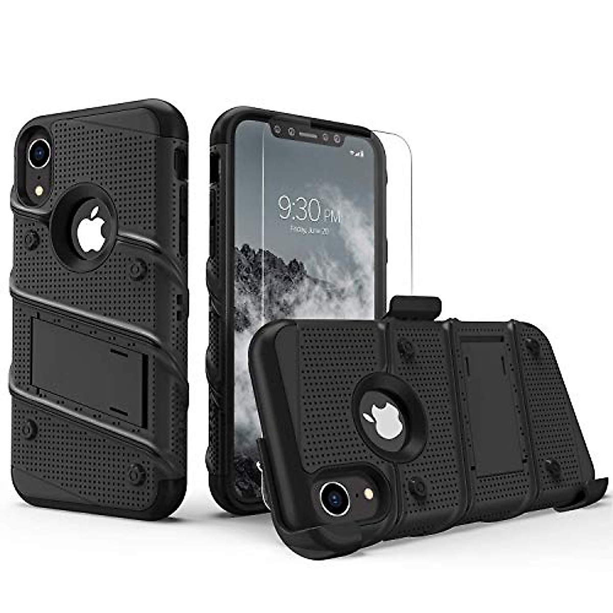 ZIZO Bolt Series for iPhone XR Case with Screen Protector Kickstand Holster Lanyard - Black