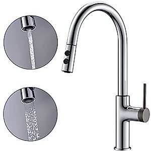 LQS Kitchen Faucet with Pull Down Sprayer, Sink Faucet, Single Handle Kitchen Faucet, High Arc Kitchen Sink Faucets, Faucet for Kitchen Sink, Chrome
