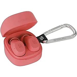 SOUL New S-Nano True Wireless Earbuds - in Ear Headphones, Ultra Portable, Bluetooth, IPX5 Waterproof, Transparency Mode - Peach