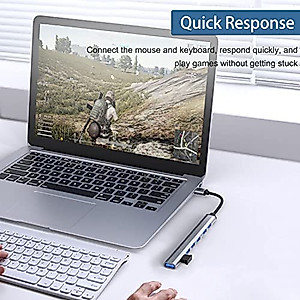 USB Hub 3.0 7 Ports, Atrasee Aluminium USB A to USB 3.0 Hub Adapter, Ultra Slim Portable Multi Ports USB Data Hub Splitter for MacBook, Mac Mini, iMac, PS4, PS5, Surface Pro, Flash Drive