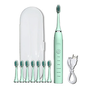 Electric Toothbrush, IPx7 Tooth Brush with 8 Brush Heads 5 Cleaning Modes 4 Adjustment Forces Toothbrush Box Smart 20-Speed Timer Longer Life Faster Charging, Upgraded Toothbrush for Women Men #