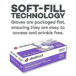 Dealmed Medical Exam Gloves – 200 Count Medium Nitrile Gloves, Disposable Gloves, Non-Irritating Latex Free Gloves, Multi-Purpose Use Medical Gloves for a First Aid Kit and Medical Facilities