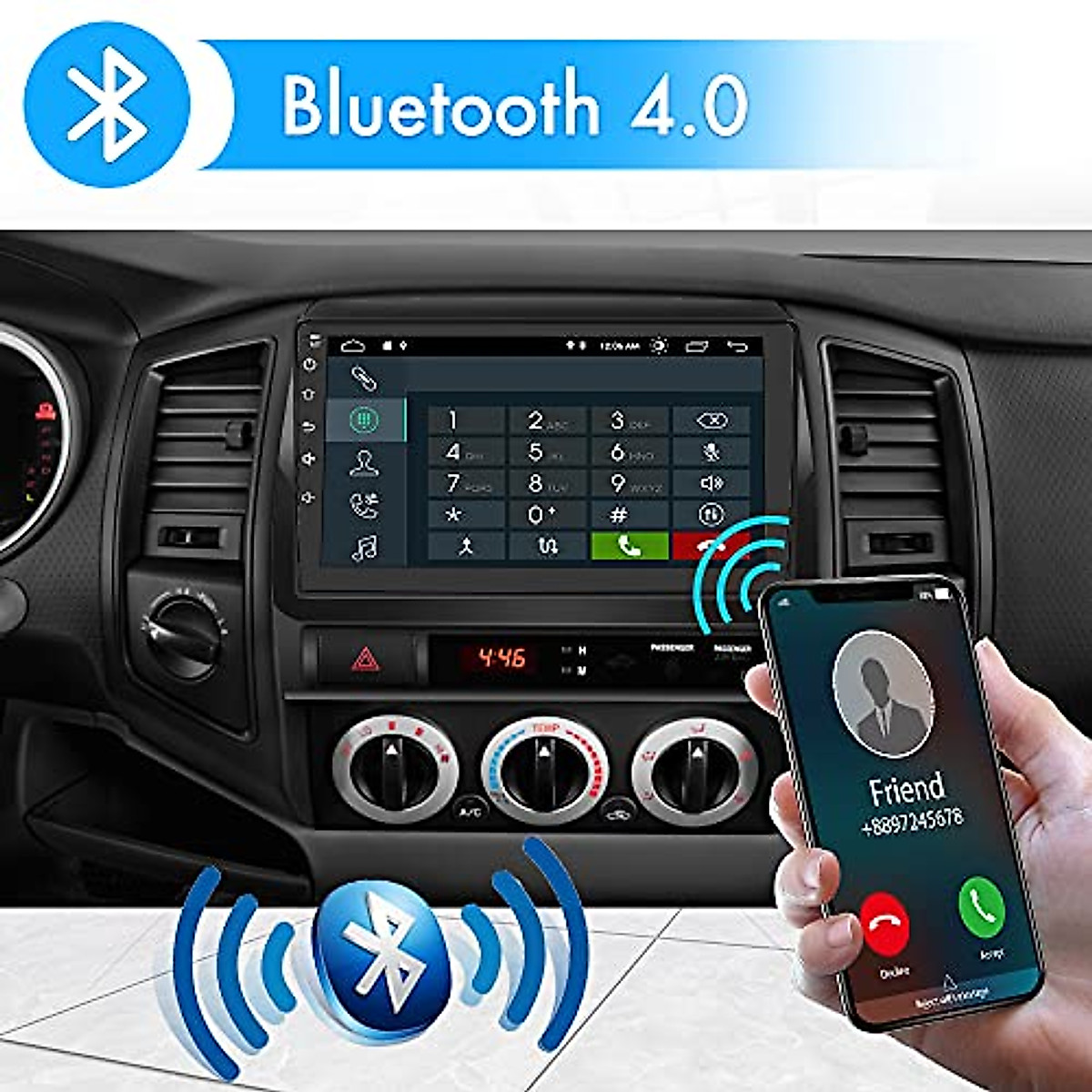 Car Radio for Toyota Tacoma 2005-2015 Built-in carplay Android Anto,9 inch Android 12 Car Stereo Head Unit 2G RAM 32GROM with DSP WiFi GPS Navigation Bluetooth Steering Wheel Control