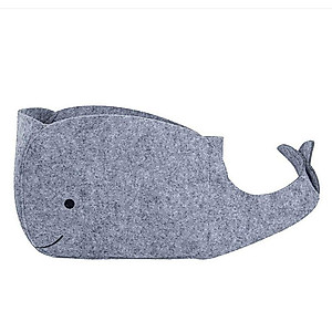 STOBOK Felt Storage Bin, Whale Shaped Storage Basket Fabric Foldable Storage Bin Sundries Organizer Toy Storage Bin for Home Nursery Toys Container