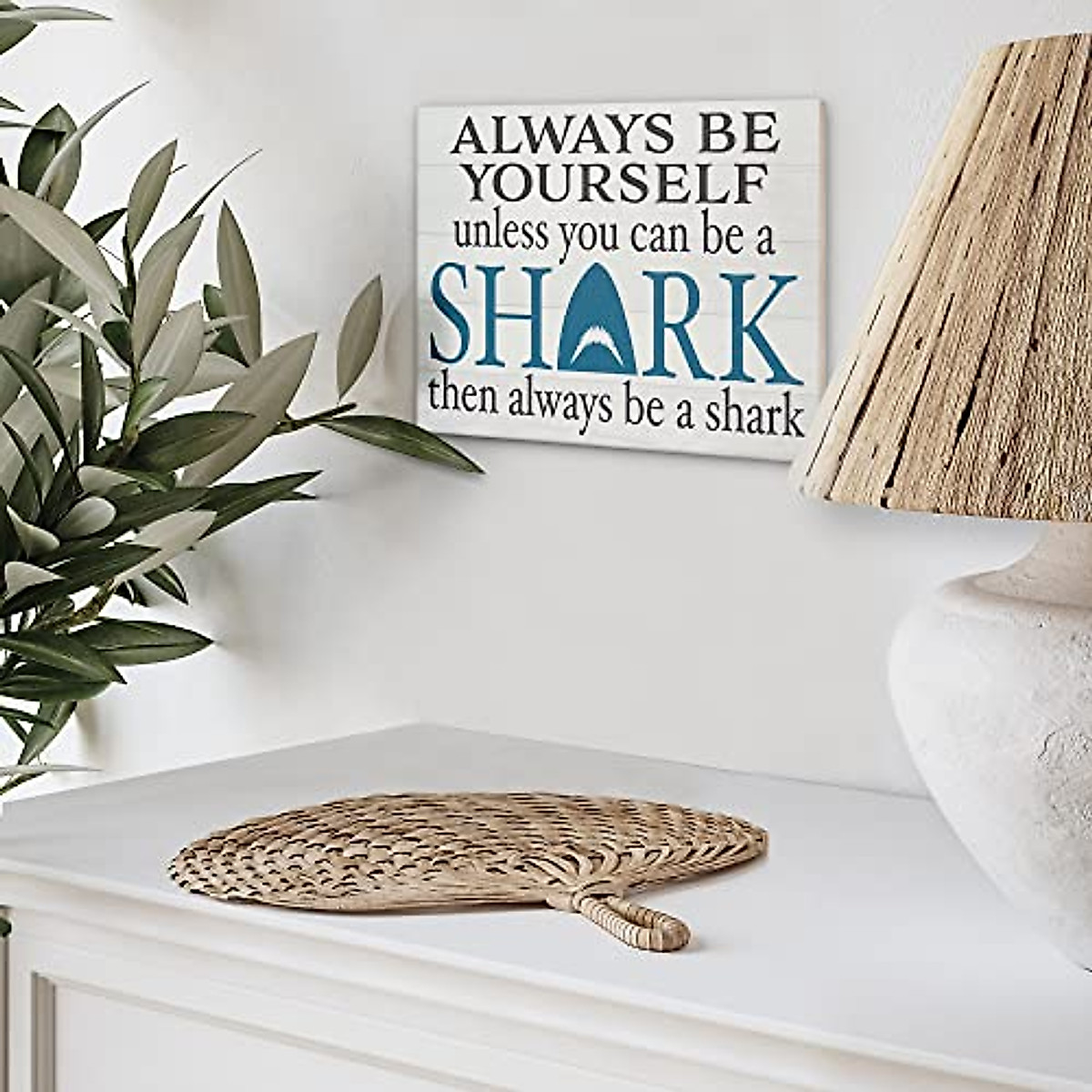 JennyGems Always Be a Shark Wooden Sign and Wall Hanging, Shark Gifts and Decor, Made in USA