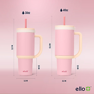 Ello Oasis 30 oz Tumbler with Handle & Retracting Straw | Reusable Insulated Stainless Steel Cup 100% Leakproof, Gifts for Teens Women Men | Keeps cold for 20 Hours, Cup Holder Friendly, Sunrise Glow
