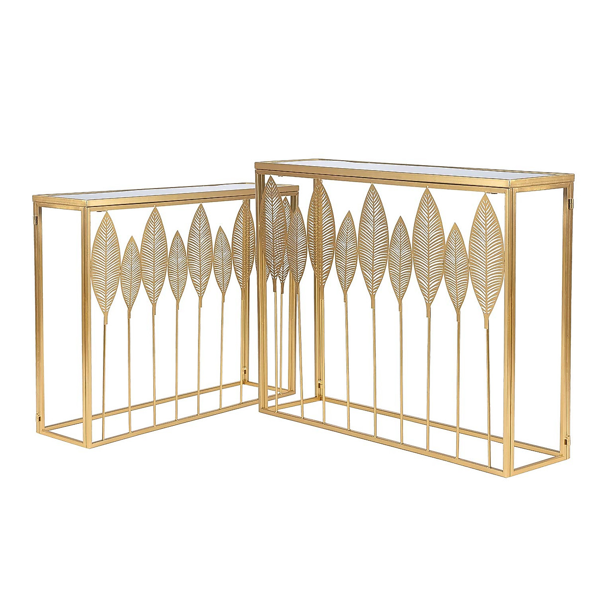 Joveco Console Table Set of 2- Gold Thin Sofa Table- Metal Slim Console Tables Behind The Sofa Couch- Modern Narrow Accent Sofa Tables for Entryway Living Room Hallway and Bedroom