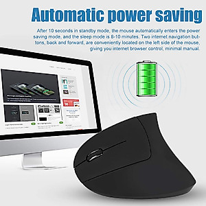 2.4GHz Wireless Mouse,Ergonomic Left Handed Vertical Mouse,6 Keys Optical Mouse with Nano USB Receiver,800/1200/1600 Adjustable DPIs,for Laptop PC Computer/for Windows/for Linux