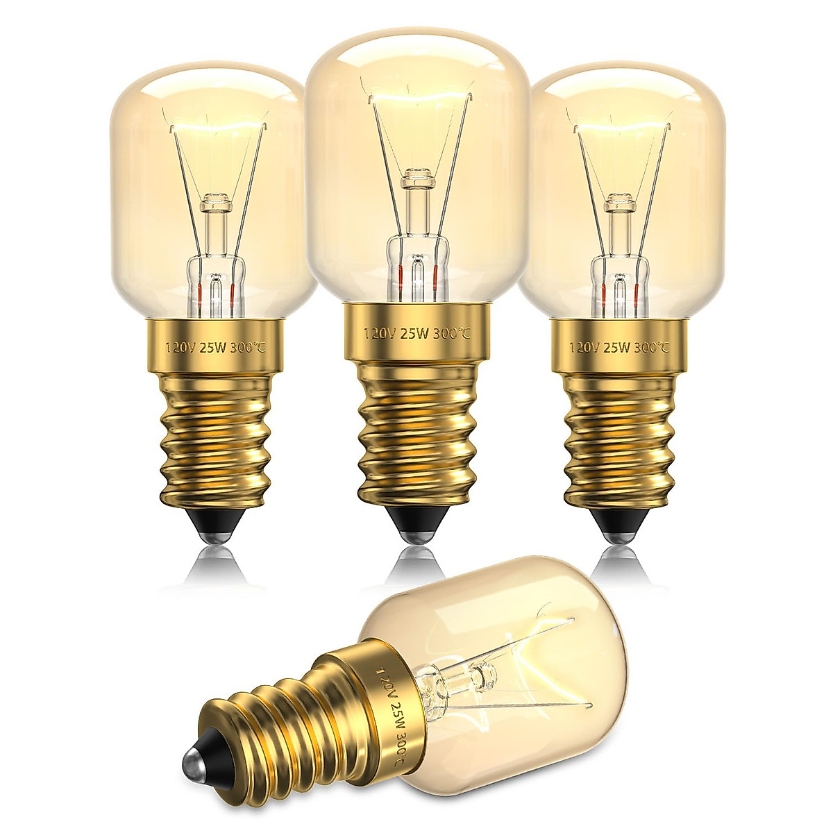 TobeBright 25 Watt Oven Light Bulbs Replacement 120V - E14 T25 Appliance Small Screw Light Bulb Warm White,Heat Resistant Bulb 300℃,Clear Glass,Dimmable for Microwave,Refrigerator,Oven,Salt Lamp