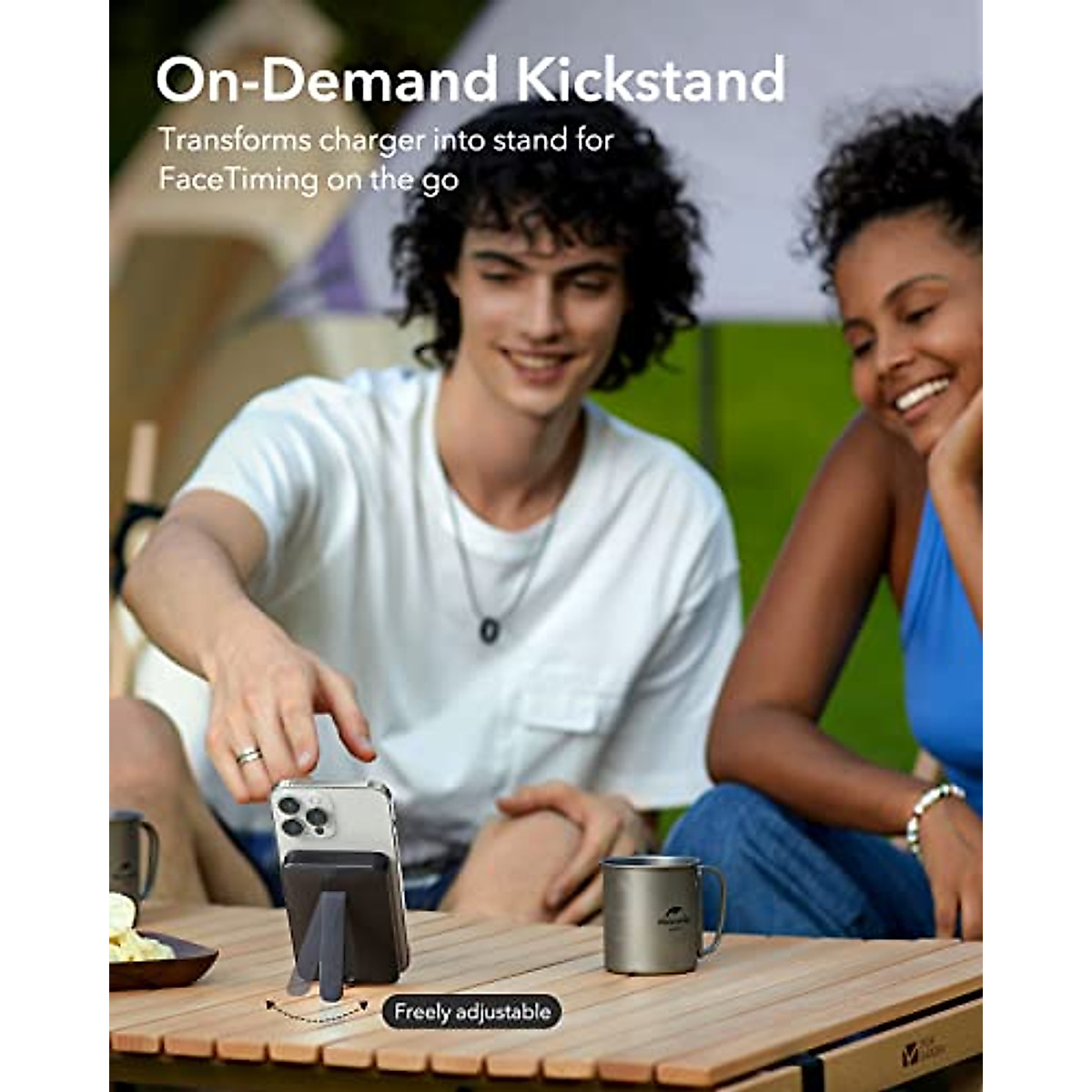 ESR MagSafe Battery Pack (HaloLock), 10,000mAh MagSafe Power Bank with USB-C Cable, Kickstand Magnetic Wireless Power Bank for iPhone 14/13/12, MagSafe Portable Charger, MagSafe Accessories, Black