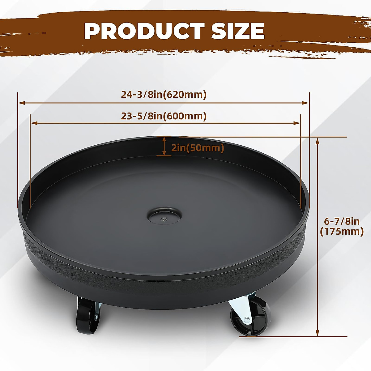 HECASA Universal Drum Dolly for 55 Gallon Round Container, 500 lbs Heavy Duty Plastic Drum Cart Barrel Cart Barrel Dolly Water Drums Trash Can Dolly with 5 Swivel Wheels for Transport Black