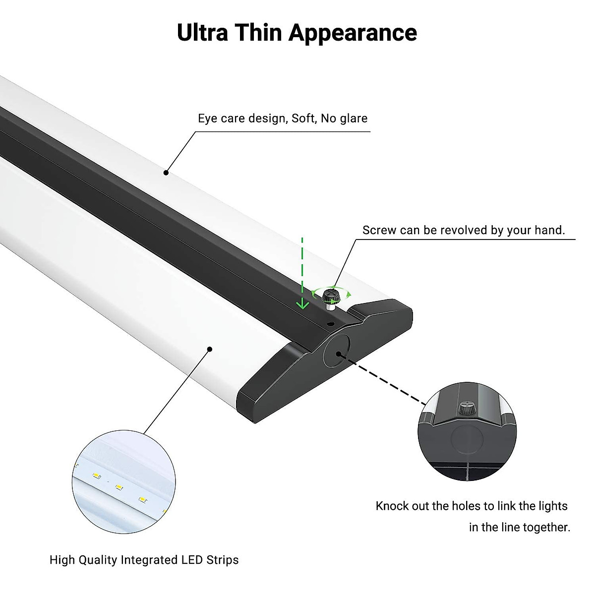 TychoLite 110W 8FT LED Wraparound Light Fixture Ultra Slim LED Shop Lights for Garage, No Glare, 12600 Lumens, 5000K Daylight, 8 Foot Flush Mount Office Ceiling Wrap Light for Workshop, 4 Pack