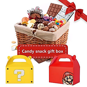 Joyhood Video Game Party Treat Box Compatible With Super M Party - 24 PCS Gift Boxes + 8 Ballon Gifts - Favor Snack Goody Cardboard Bag Gift Giving And Birthday Party Favors Decorations Supplies