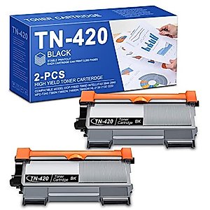 (Page Yield Upto 4,400 Pages) 2 Pack Black TN420 Compatible TN-420 Toner Cartridge Replacement for Brother MFC-7860DW HL-2130 2132 2220 2230 2240 2240D 2242D 2250DN 2270DW Printer Toner Cartridge