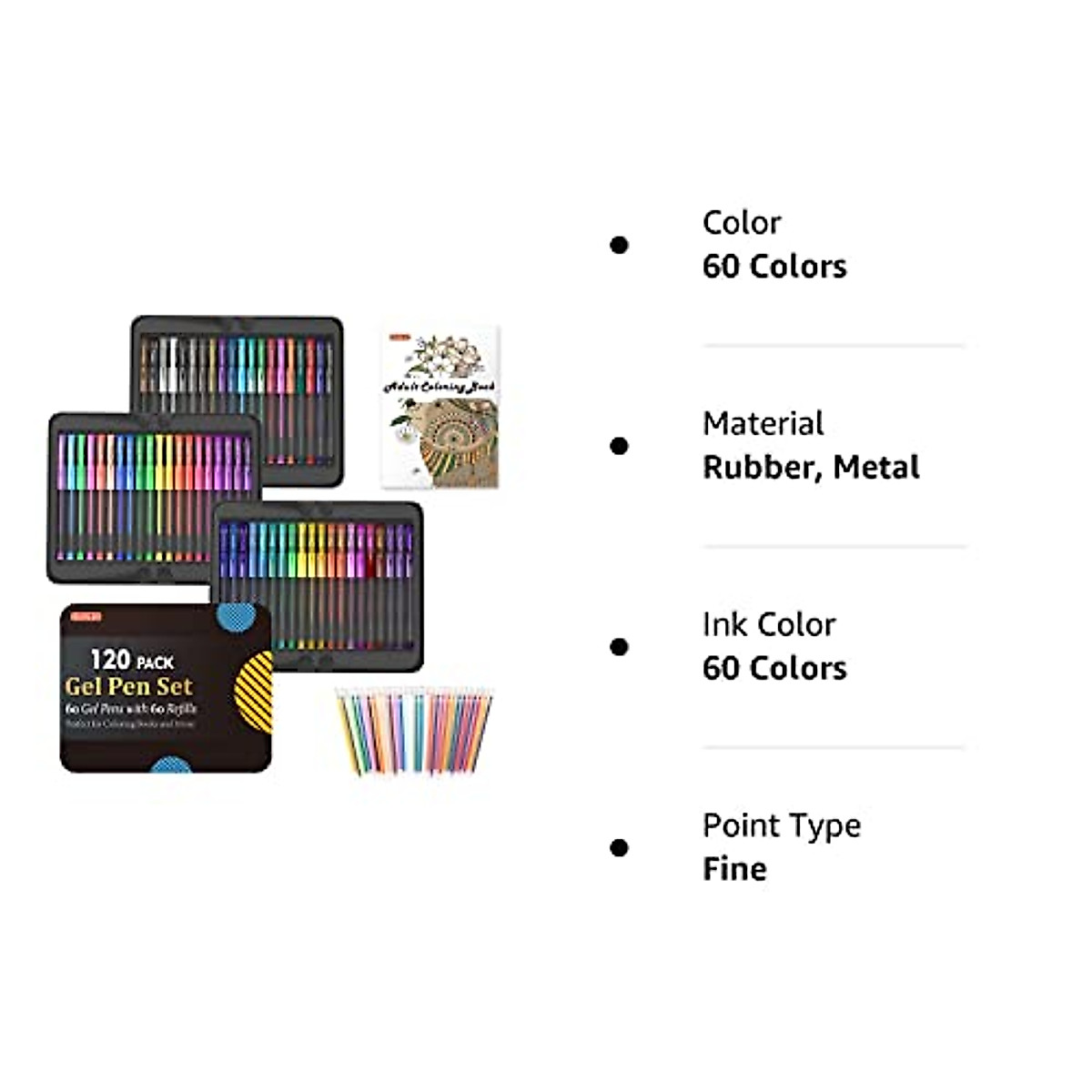 Shuttle Art Gel Pens, 120 Pack Gel Pen Set Packed in Metal Case, 60 Unique Colors with 60 Refills for Adults Coloring Books Drawing Doodling Crafts Scrapbooking Journaling