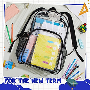 6 Pcs Clear Backpack for Stadium Approved Heavy Duty Clear Bookbags Rugby Game Transparent See Through Backpacks for Stadium Waterproof Concert Sports Work School Security