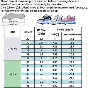 RESLIDE Roller Shoes with LED Light Two Wheels for Boys Girls Rechargeable Sport Sneaker （Pink 4.5 Big Kid）