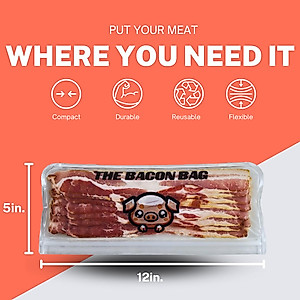 The Bacon Bag - EcoSmart Bacon Keeper - Reusable Silicone Bacon Storage Bag, BPA-Free, Leak-Resistant, Fresh Seal Design - Fridge Organizer for Bacon Lovers