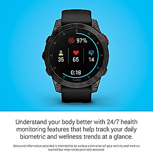 Garmin 010-02582-10 epix Gen 2, Premium active smartwatch, Health and wellness features, touchscreen AMOLED display, adventure watch with advanced features, black titanium