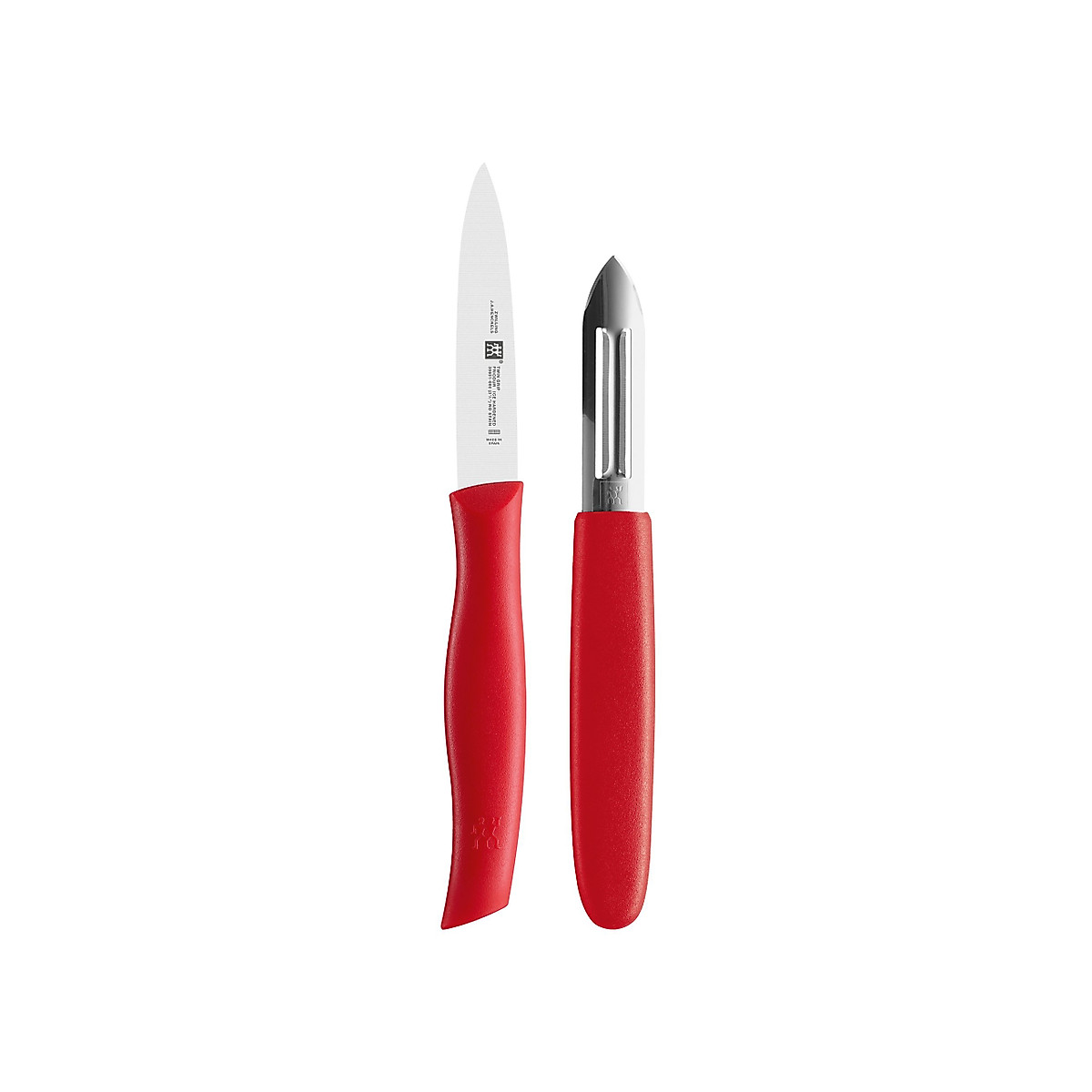 ZWILLING Knife Twin Grip with Peeler, Stainless Steel, Silver/Red, 48 x 38 x 28 cm