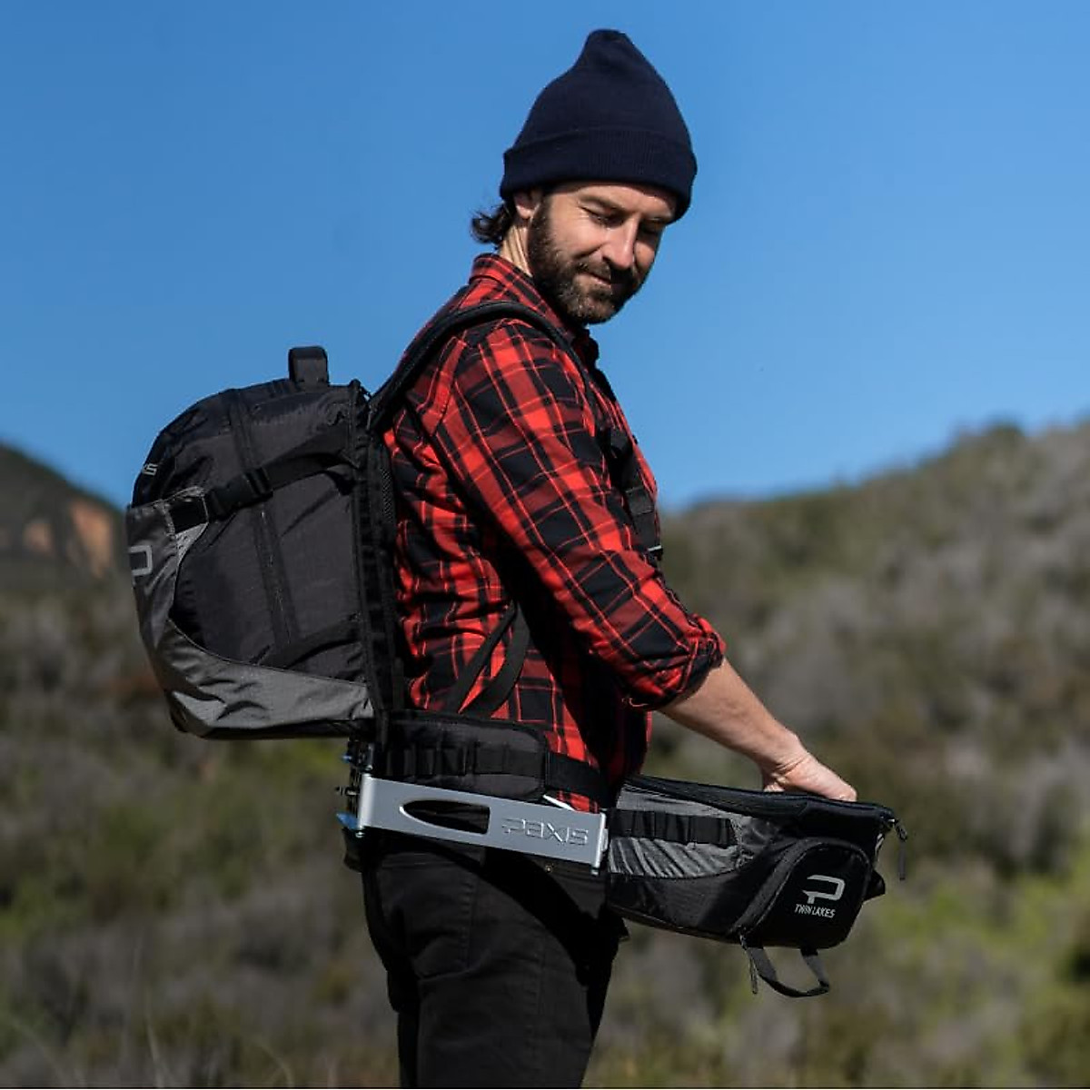 Paxis High-Tech Ergonomic Fishing and Photography Backpack - Black/Grey - Capacity: 30 Liters
