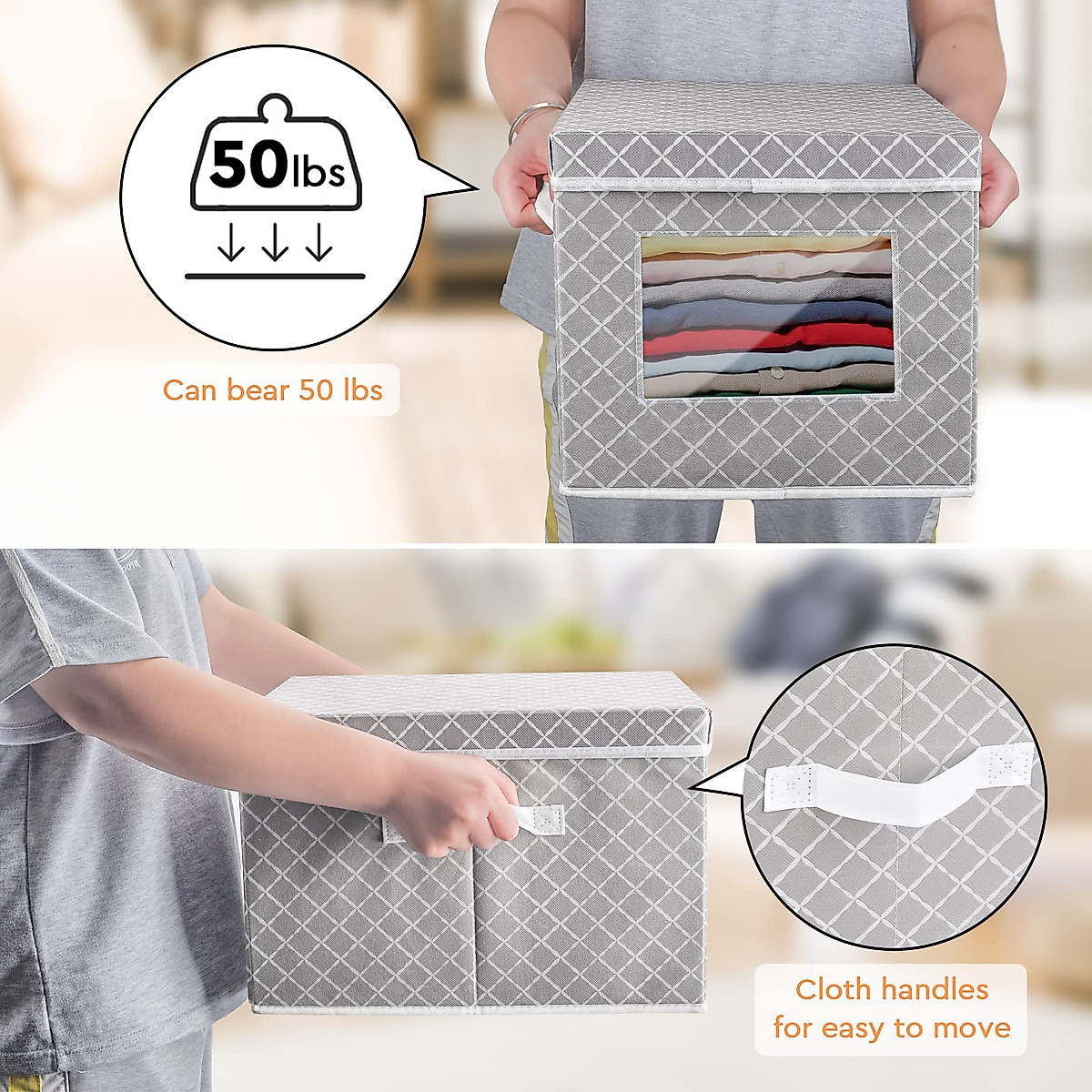 Keaxinty 13 inch Fabric Bin with Lid, 3 Pack of Cube Storage Bins, Foldable Organizer to Store Toys,Towels,Clothes,Books in Home, Shelves,Bedroom,Office