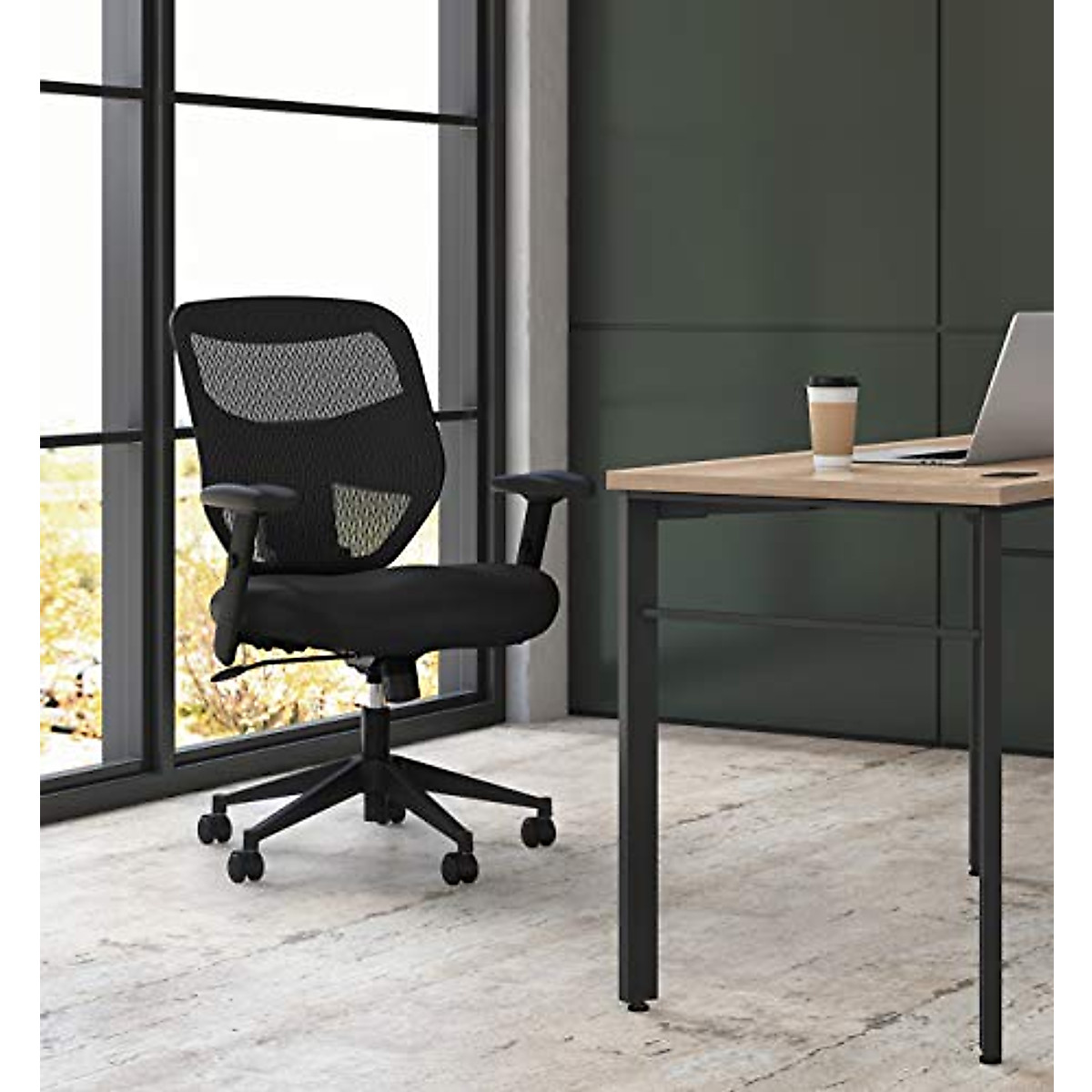 HON Prominent High Back Work Mesh Computer Chair for Office Desk, (HVL531), Swivel-Tilt, Black Fabric