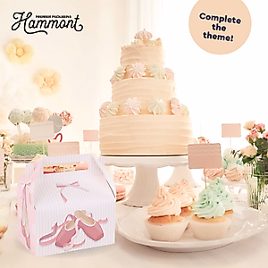 Hammont Ballerina Party Favor Treat Boxes - 10 Pack - Baby Shower & Girls Birthday Décor- Ballerina Gable Boxes, Cookie Box for Gift Giving, Princess Ballerina Party Decorations - 6.25x3.75x3.5 Inches