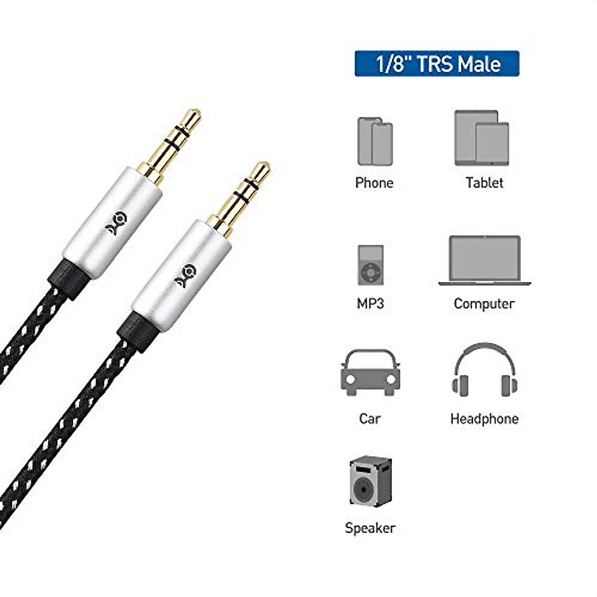 Cable Matters 2-Pack Headphone Extension Cable 10 ft (3.5mm Extension Cable/Aux Extension Cable) in Black & 2-Pack 3.5mm Audio Cable 6 ft (3.5mm Aux Cable/Aux Cord, Headphone Cable, Audio Cable)