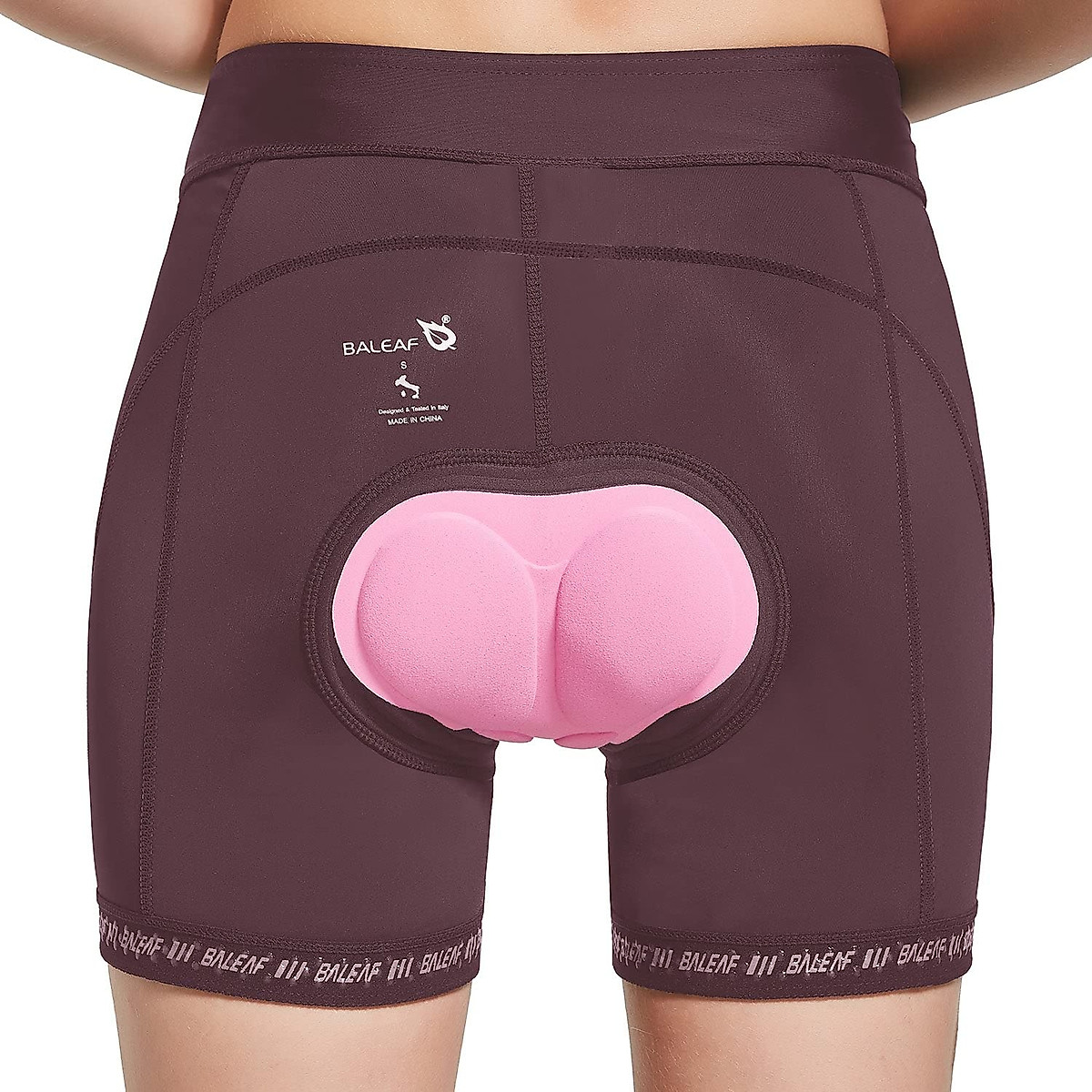 BALEAF Women's Cycling Shorts Padded Bike Shorts Biking Bicycle Spin Underwear Gel UPF 50+ Wine Red S