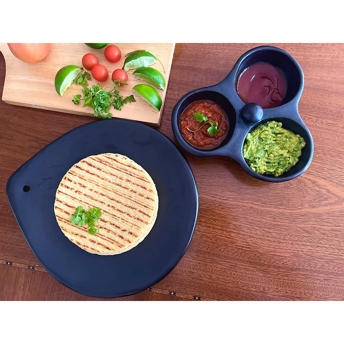Comal for Tortillas 10 Inches Cayana Grill Griddle Pan Black Clay, 100% Handcraft Organic Cookware and Tableware Enhance Food Flavor and Take Care of our Planet