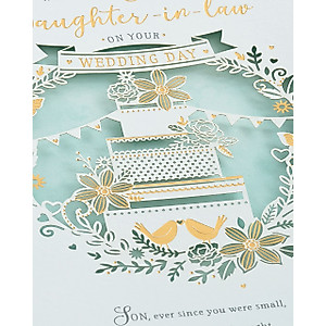 UK Greetings Son & Daughter-In-Law Wedding Card With Envelope - Pretty Cake Design