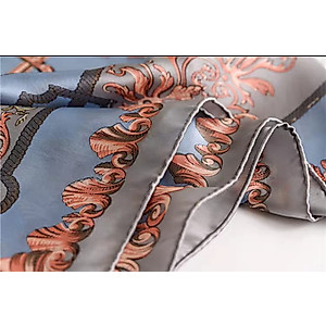 ANDANTINO 100% Pure Mulberry Silk Scarf 43" Large Square Lightweight Headscarf& Shawl–Women Hair Wraps-With Gift Packed (Light Blue)