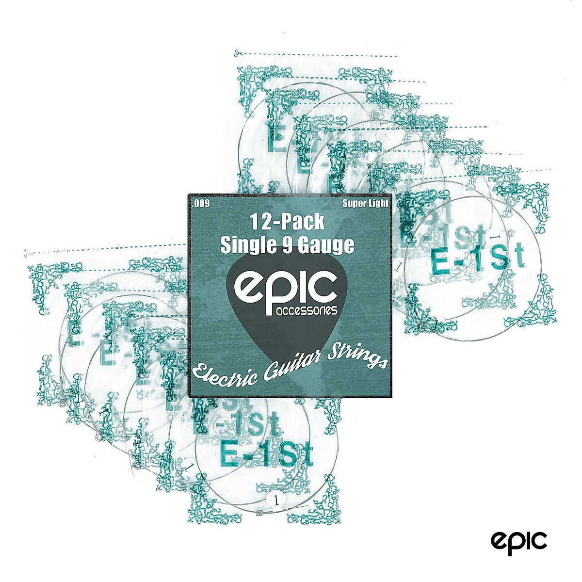 12-Pack .009 Gauge High E String Single Electric Guitar Strings Individually Wrapped 9 Gauge Pack of 12
