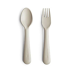 mushie Flatware Fork and Spoon Set for Kids | Made in Denmark (Ivory)