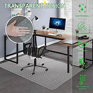 100pointONE Extra Large Office Chair Mat for Carpet, 46" x 60" Clear Desk Chair Mat for Low Pile Carpeted Floors- Easy Glide Plastic Floor Mat for Office Chair on Carpet